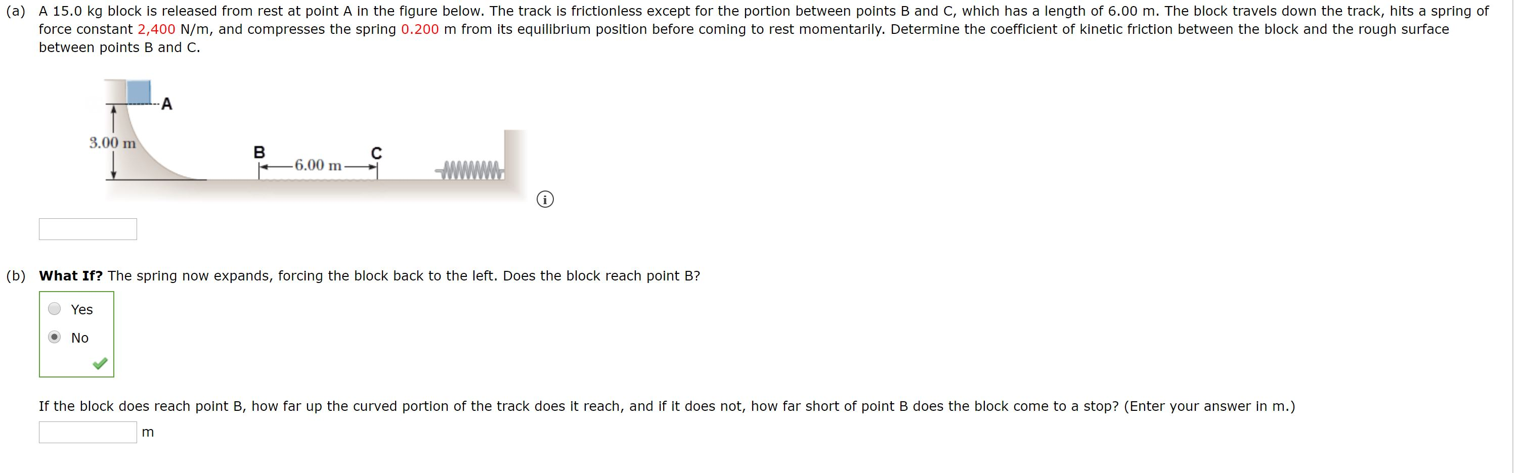 Solved (a) A 15.0 kg block is released from rest at point A | Chegg.com