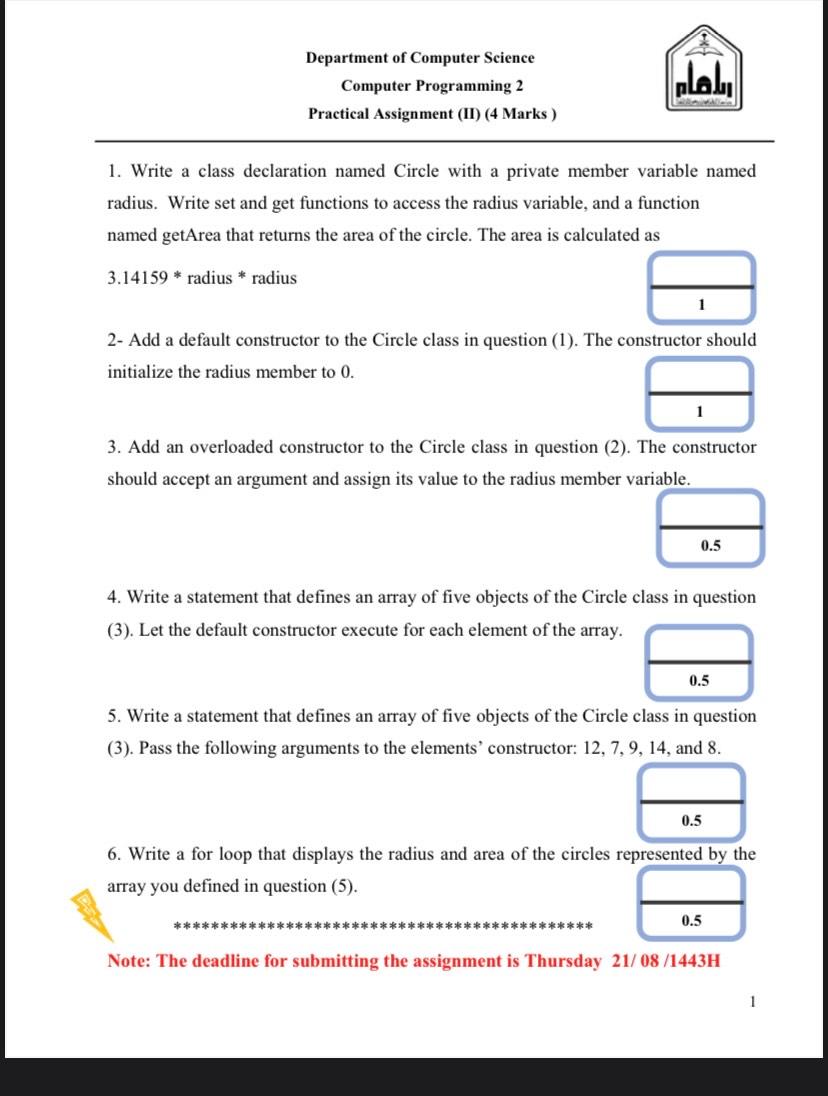 Solved Department of Computer Science Computer Programming 2 | Chegg.com
