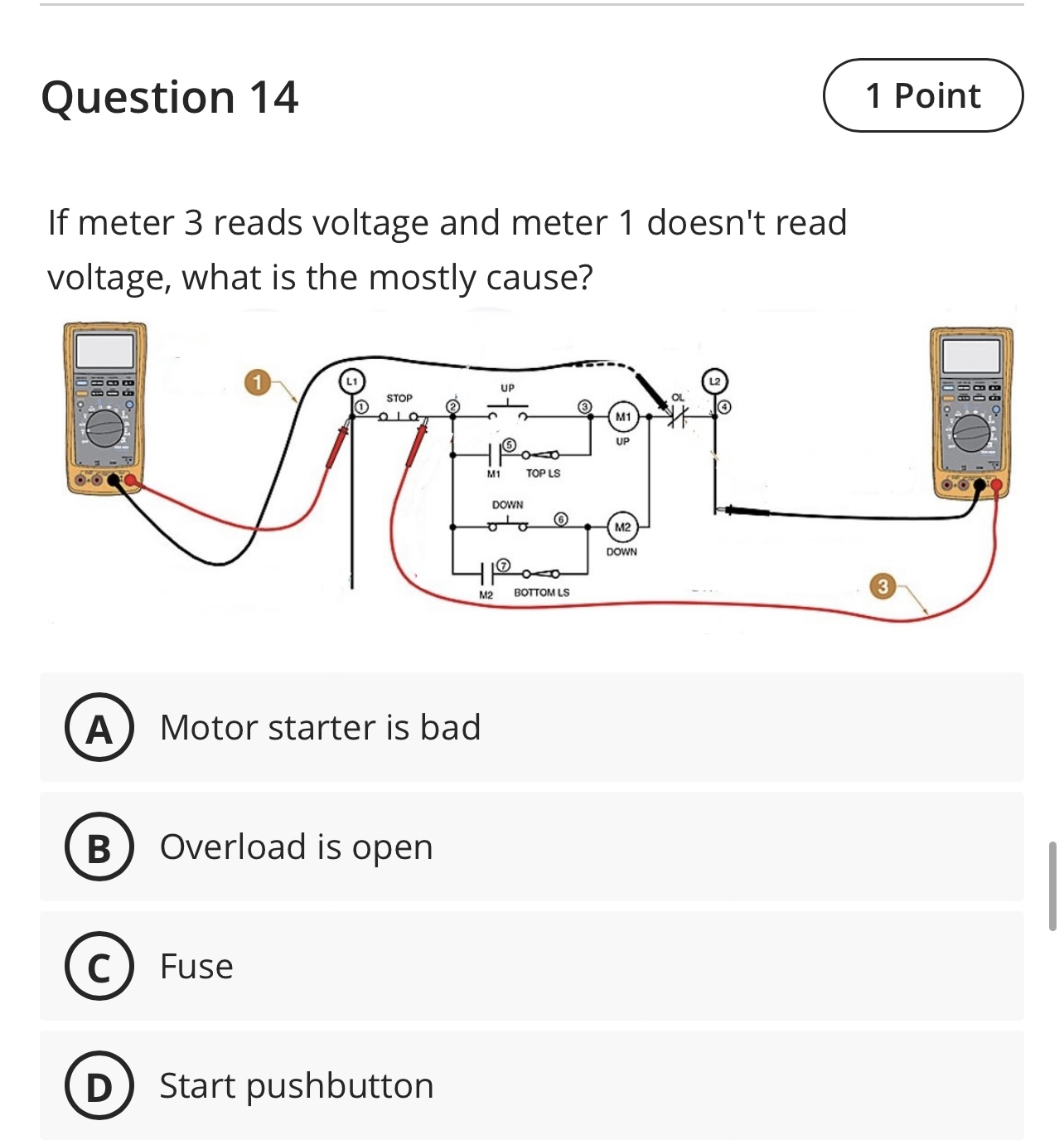 Solved Question 14 If meter 3 reads voltage and meter 1 | Chegg.com