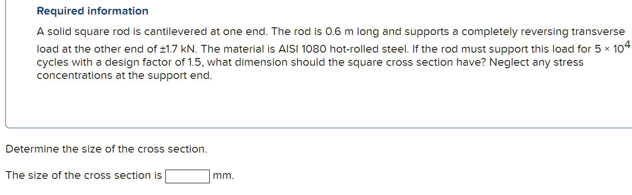 Solved Required information A solid square rod is | Chegg.com
