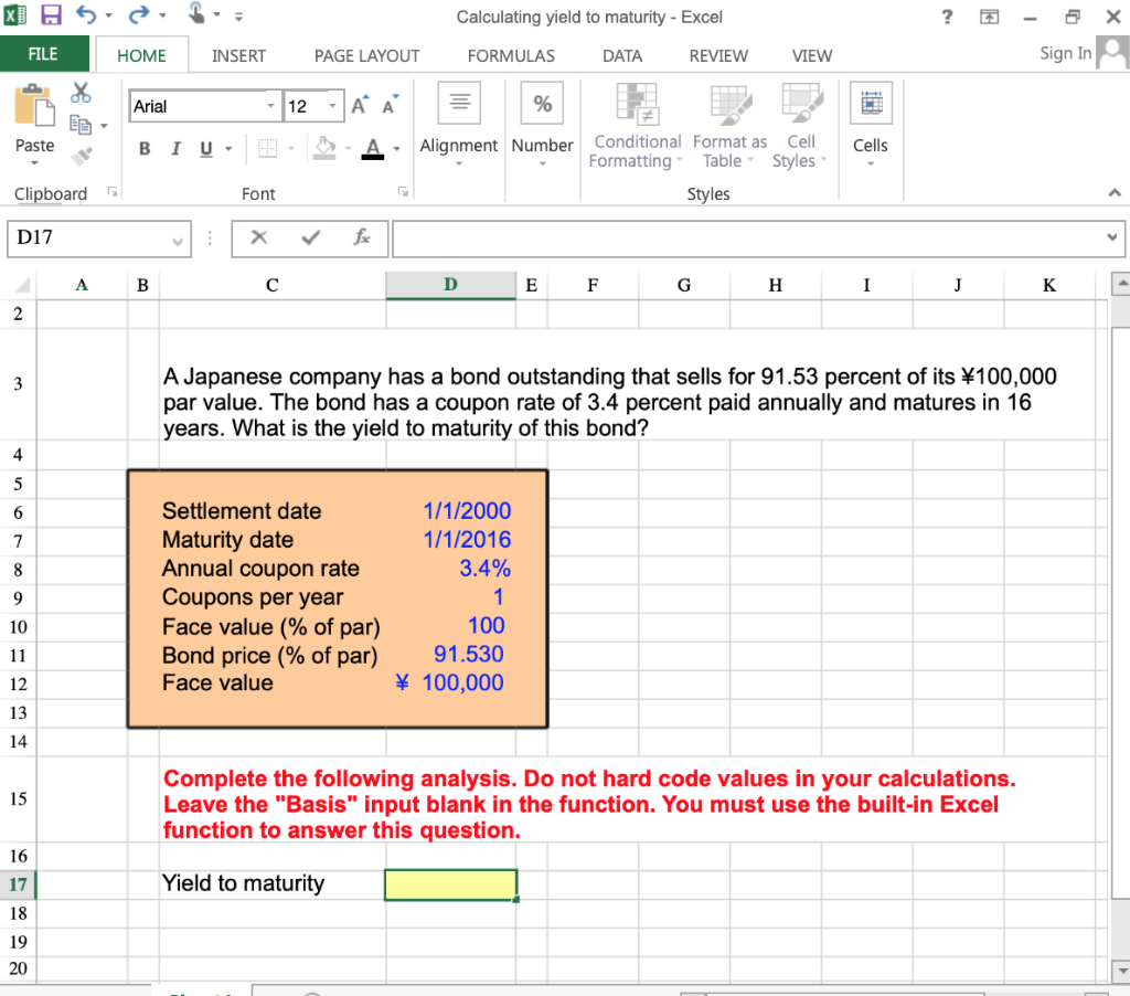 Solved the answer must be in excel formula format (and using | Chegg.com