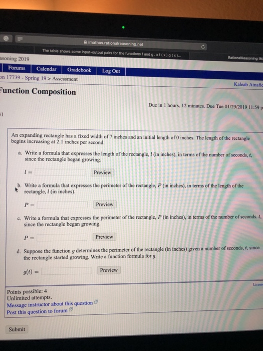 Solved imathas.rationalreasoning.net The table shows some | Chegg.com