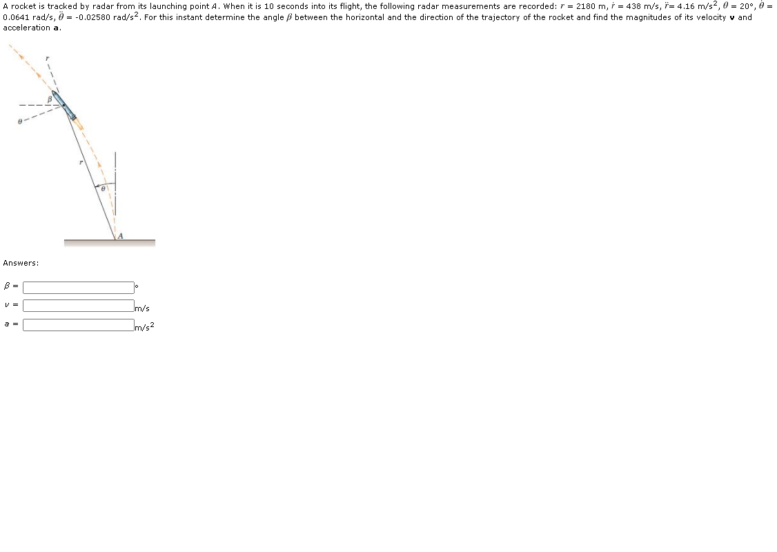 Solved A rocket is tracked by radar from its launching point | Chegg.com