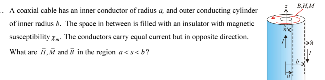 Solved A coaxial cable has an inner conductor of radius a, | Chegg.com