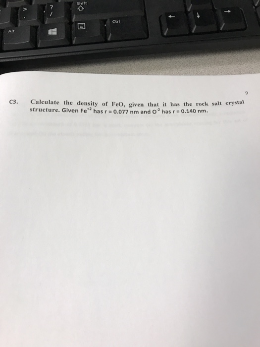 Solved Calculate the density of FeO, given that it has the | Chegg.com