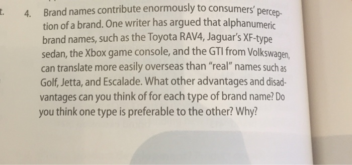 Solved Brand names contribute enormously to consumers' | Chegg.com