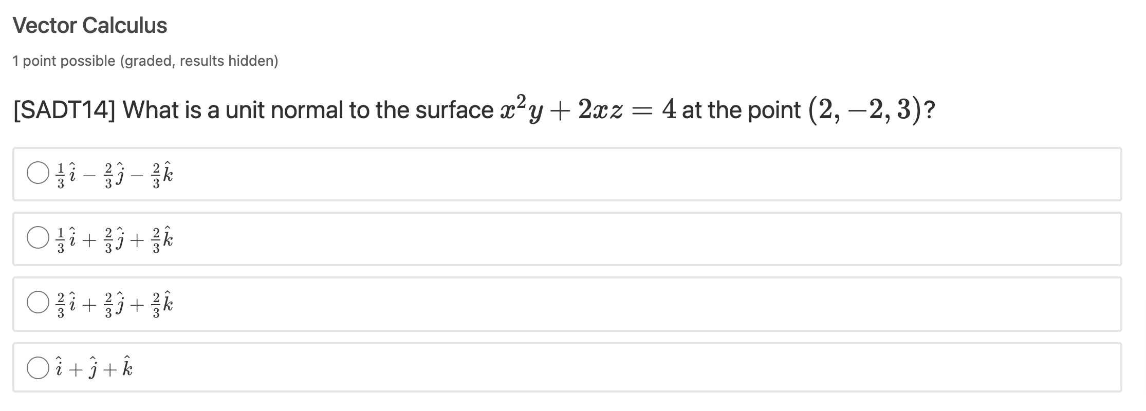 Solved Vector Calculus 1 point possible (graded, results | Chegg.com