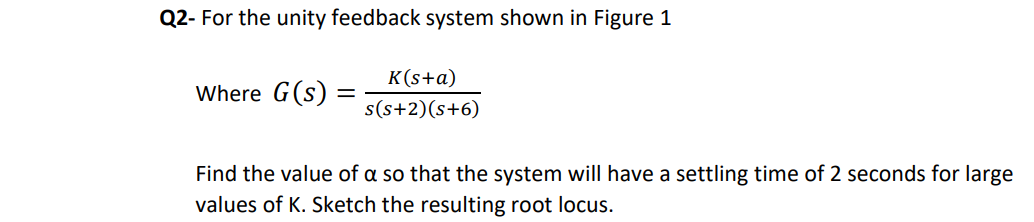 Q1-For the given unity feedback system C(s) G(s) | Chegg.com