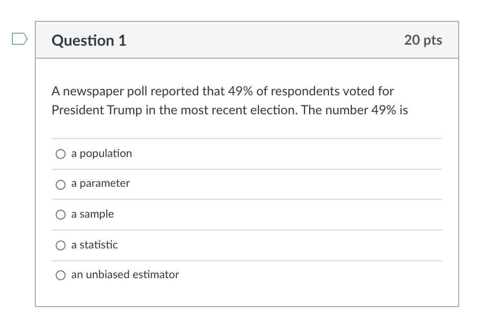 Solved Question 1 20 pts A newspaper poll reported that 49% | Chegg.com