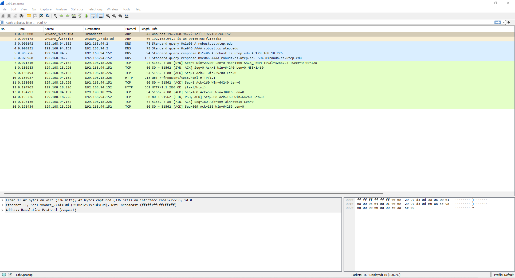 Solved e traffic in the attached file includes arp, dns, and | Chegg.com