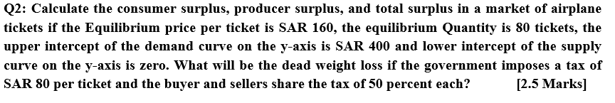 Solved Q2: Calculate the consumer surplus, producer surplus, | Chegg.com