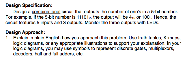 Solved Design Specification: Design a combinational circuit | Chegg.com