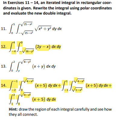 In Exercises 11−14, an iterated integral in | Chegg.com