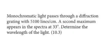 Solved Monochromatic light passes through a diffraction | Chegg.com