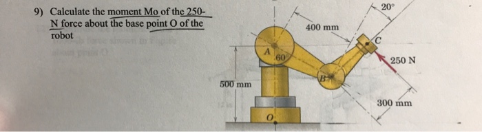 Solved 20° 1人 9 Calculate the moment Mo of the 250- N force | Chegg.com
