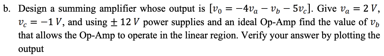 Solved Design a summing amplifier whose output is | Chegg.com