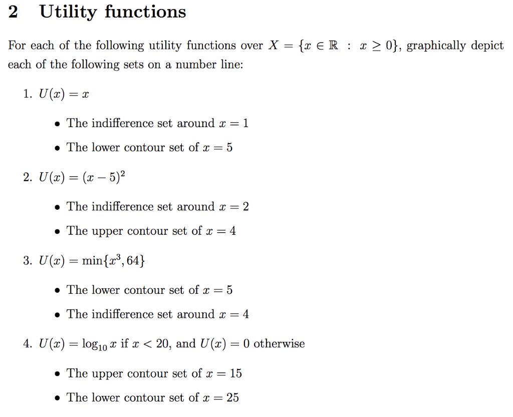 Solved 2 Utility functions For each of the following utility | Chegg.com