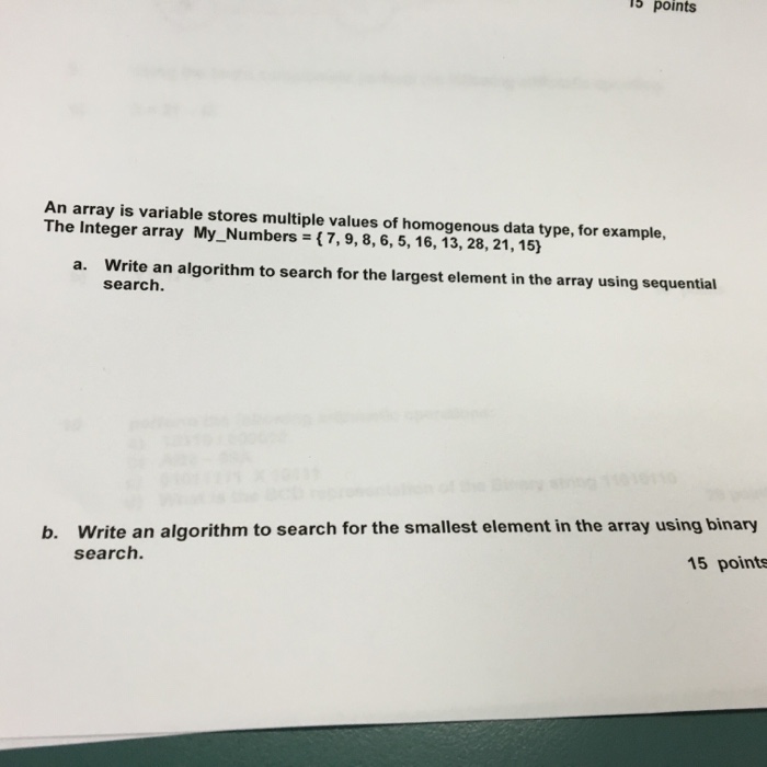 Solved An array is variable stores multiple values of | Chegg.com