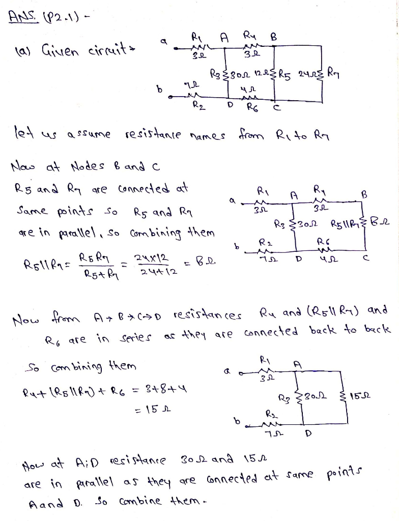 (Solved) - Resistances in Series and Parallel *P2.1. Reduce each of the... (1 Answer) | Transtutors