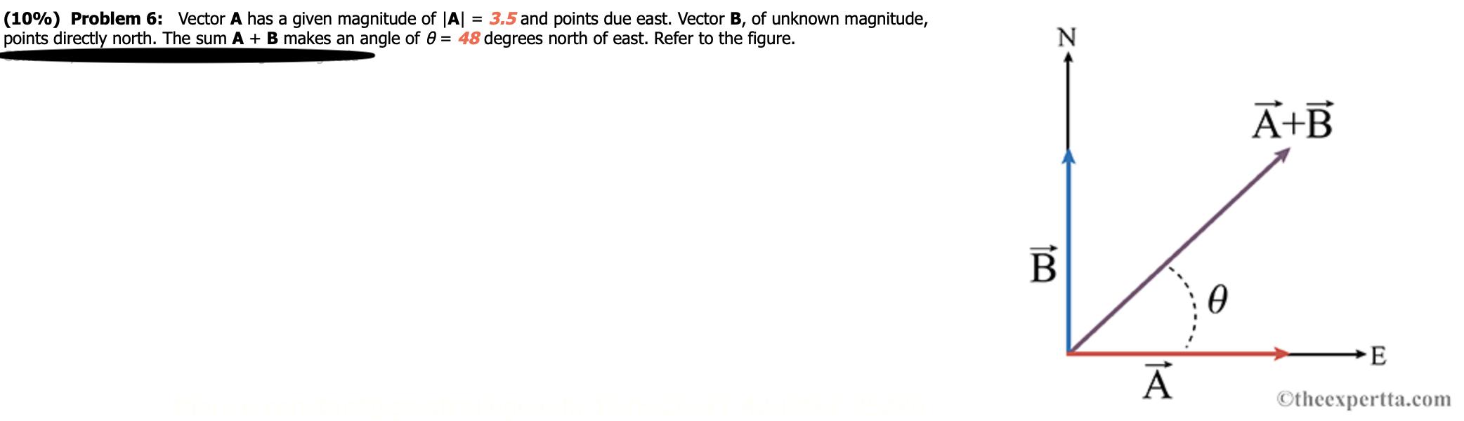 Solved = (10%) Problem 6: Vector A has a given magnitude of | Chegg.com