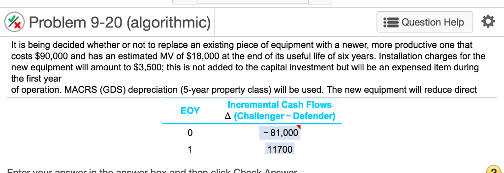 Solved & Problem 9-20 (algorithmic) Question Help It is | Chegg.com