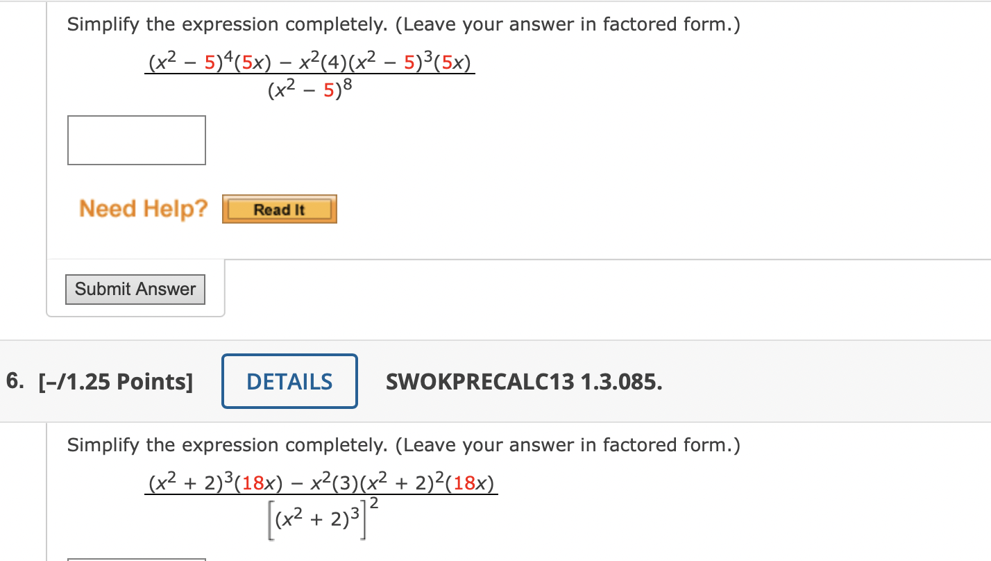Solved Simplify the expression completely. (Leave your | Chegg.com