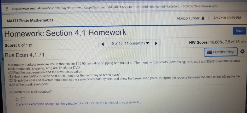 Solved mathxl.com/student/PlayerHomeworkaspx?homeworkid | Chegg.com