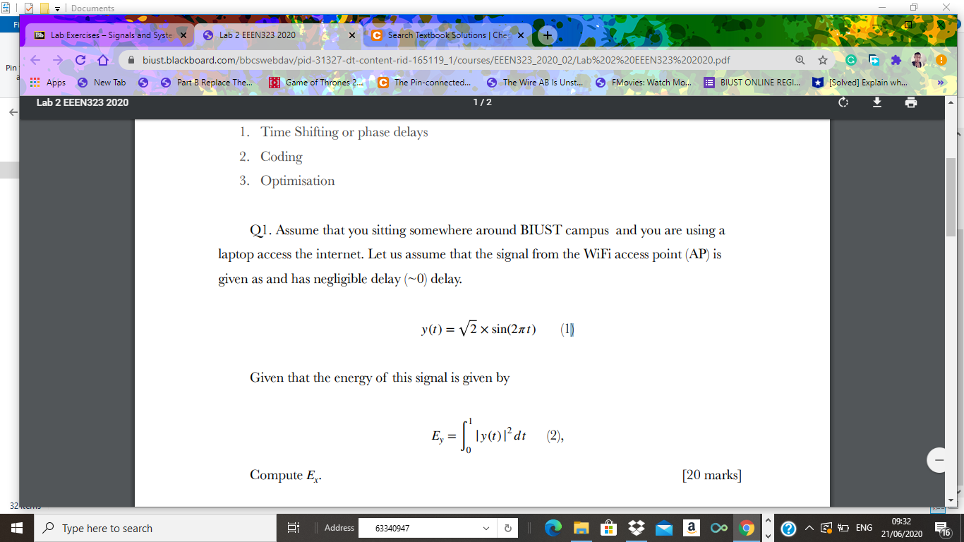 Solved = | Documents Fi Bb Lab Exercises - Signals and | Chegg.com