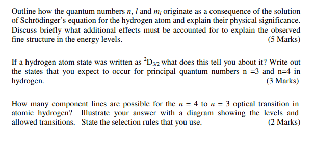 Solved Outline how the quantum numbers n, I and m/ originate | Chegg.com