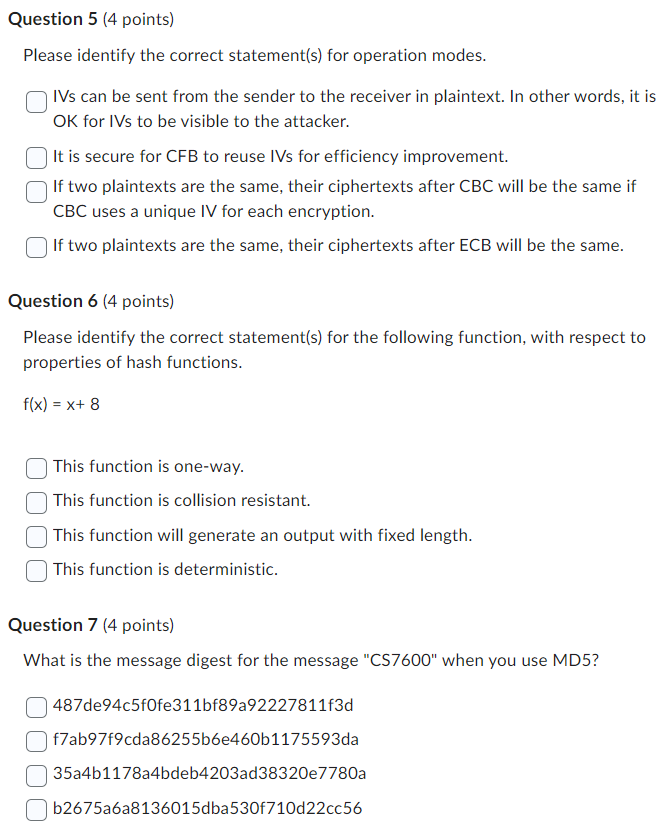 Solved Question 5 (4 points) Please identify the correct | Chegg.com