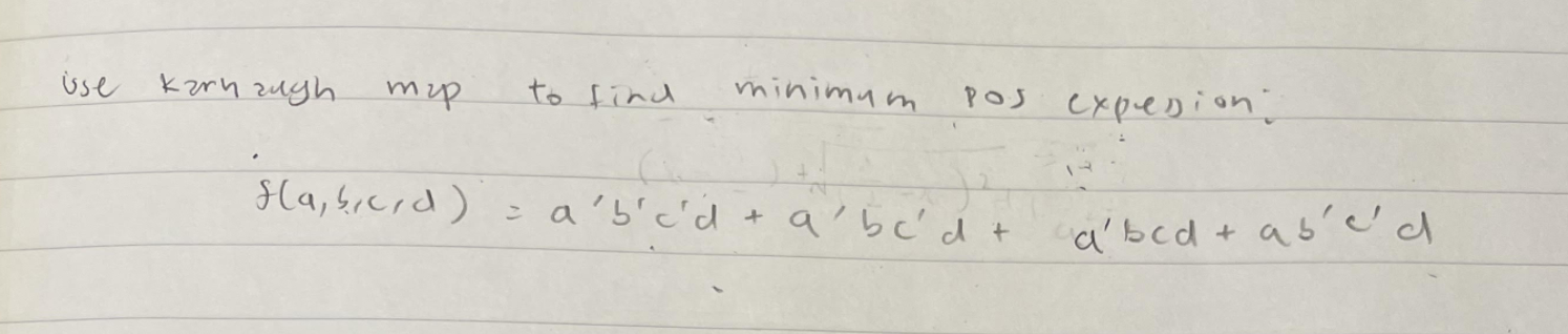 Solved use Karnaugh. map to find minimum Pos expedion | Chegg.com