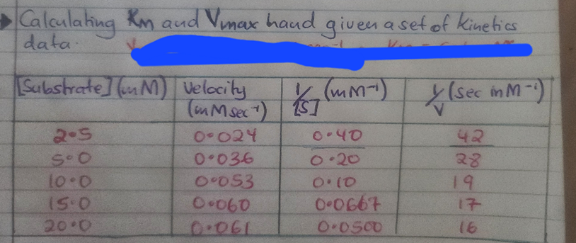 Solved Calculating Km and Vmax hand given a set of Kinetics | Chegg.com