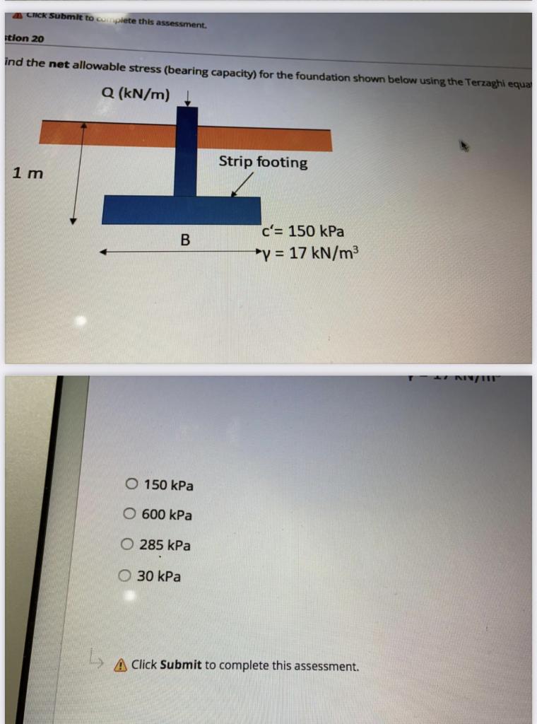Solved ind the net allowable stress (bearing capacity) for | Chegg.com