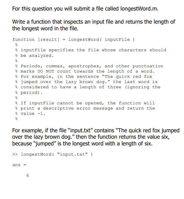 Solved For this question you will submit a file called | Chegg.com