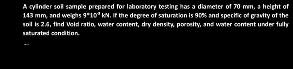 Solved A cylinder soil sample prepared for laboratory | Chegg.com
