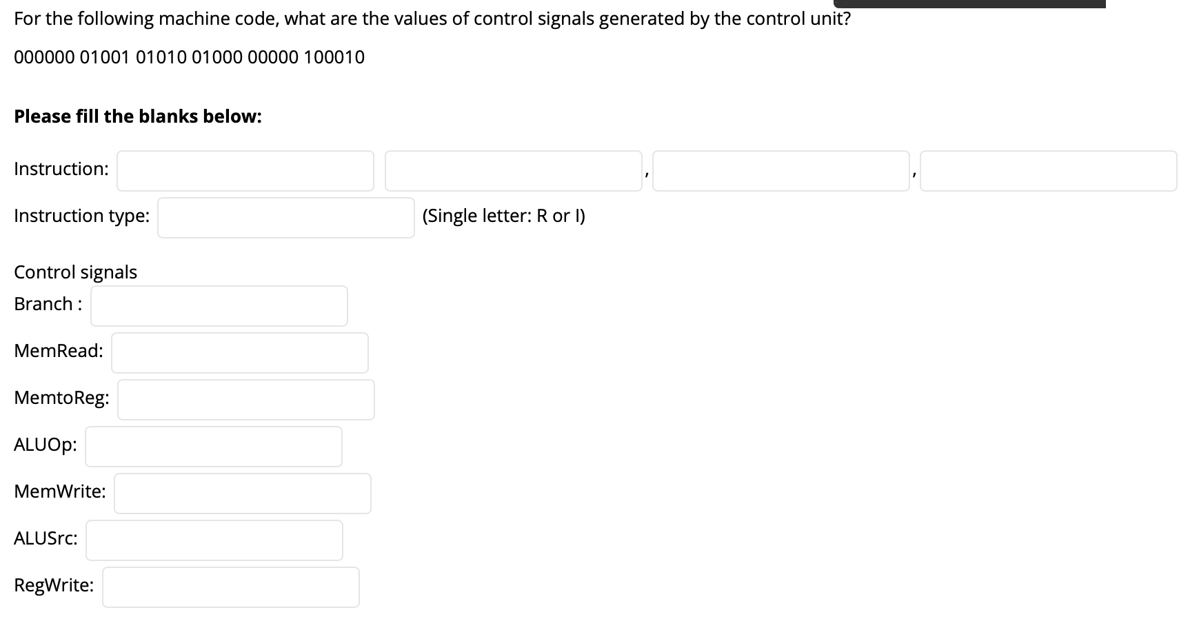 Solved For the following machine code, what are the values | Chegg.com