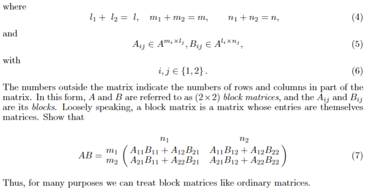 Solved -4- (Block Matrices.) Let A € Amx l and B e Alxn. It | Chegg.com