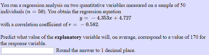 Solved You run a regression analysis on two quantitative | Chegg.com