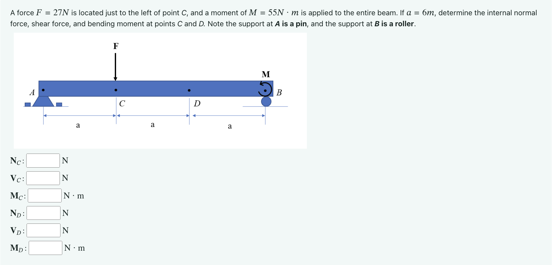 Solved A force F=27N ﻿is located just to the left of point | Chegg.com