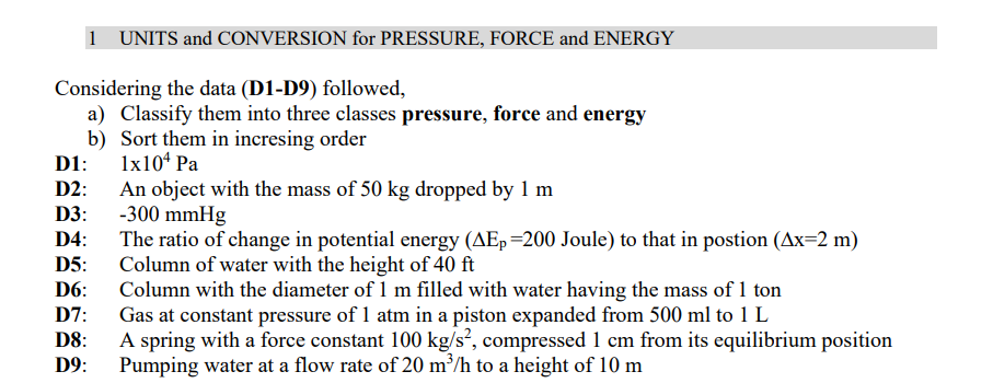 Solved Considering the data (D1-D9) followed, a) Classify | Chegg.com