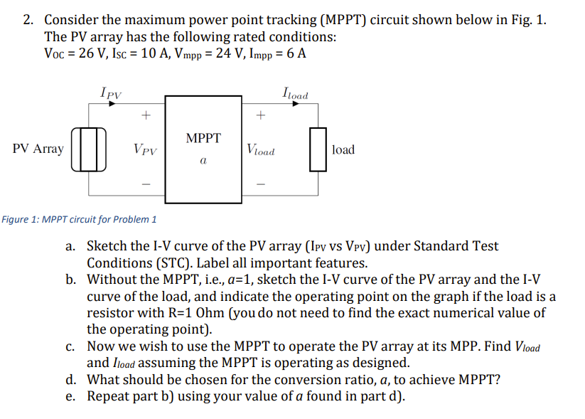 Solved 2. Consider the maximum power point tracking (MPPT) | Chegg.com
