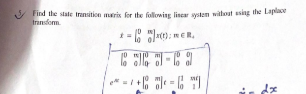 Solved 5. Find the state transition matrix for the following | Chegg.com