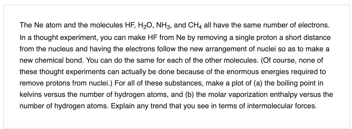 Solved The Ne atom and the molecules HF, H20, NH3, and CH4 | Chegg.com