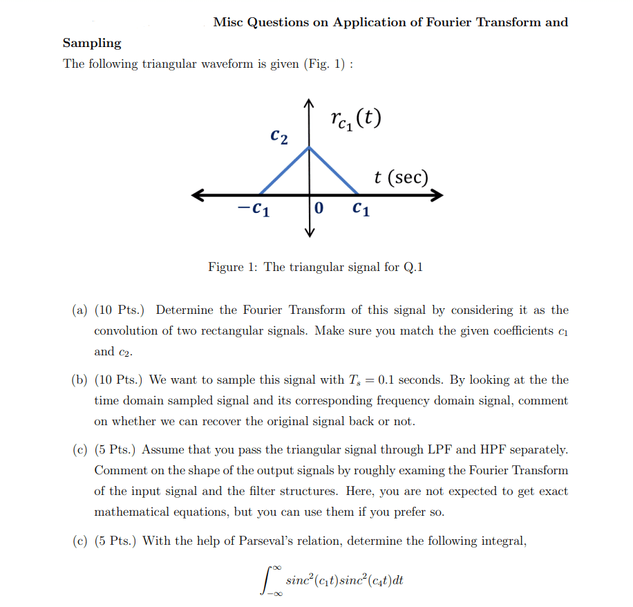 Solved Misc Questions on Application of Fourier Transform | Chegg.com