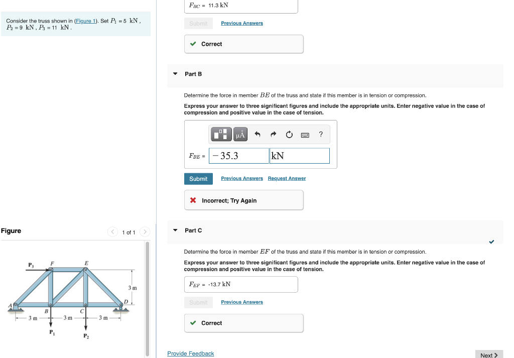 Solved Consider the truss shown in (Figure 1). Set P1=5kN, | Chegg.com