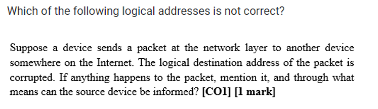 Solved Which of the following logical addresses is not | Chegg.com