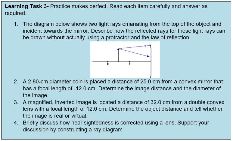 Solved Learning Task 3- Practice makes perfect. Read each | Chegg.com