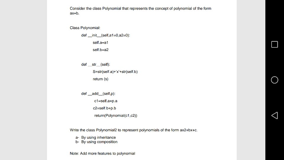 Solved Consider the class Polynomial that represents the | Chegg.com