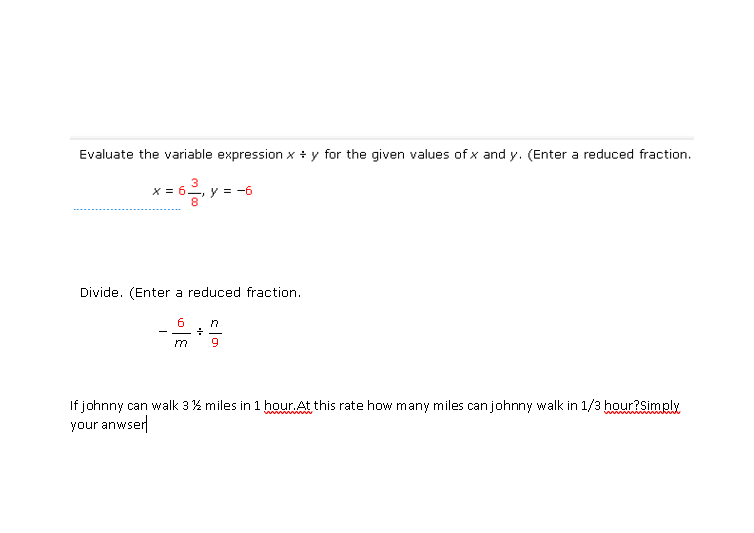 Solved Evaluate the variable expression x÷y for the given | Chegg.com