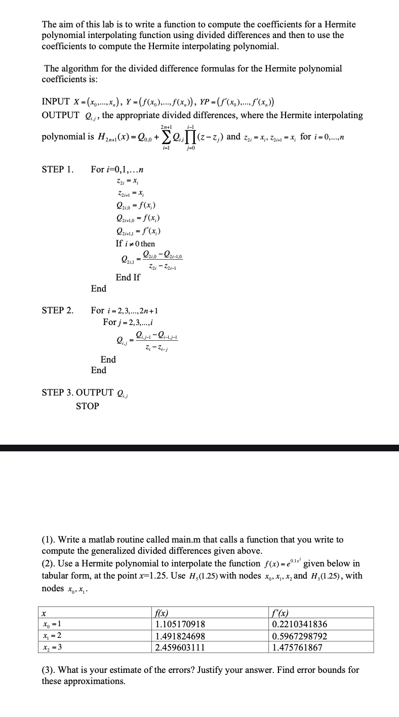 The aim of this lab is to write a function to compute | Chegg.com